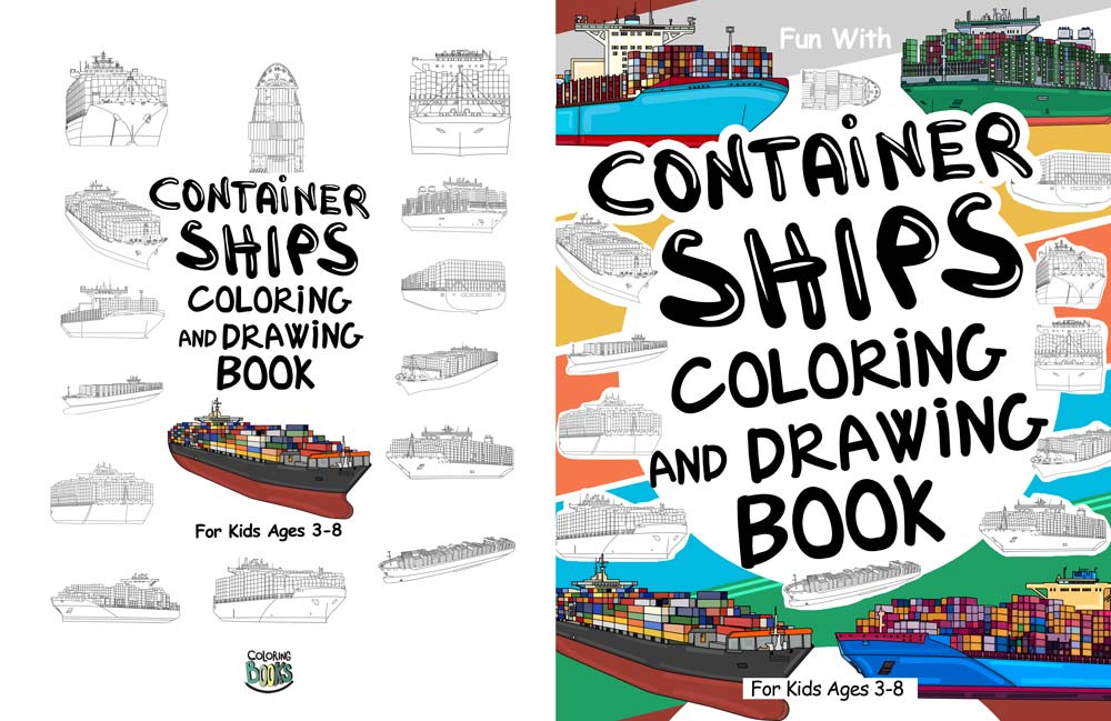 Container Ships Coloring and Drawing Book #47